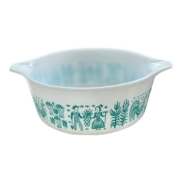 Pyrex | Kitchen | Pyrex Amish Butterprint Turquoisecasserole Dish 472 ...